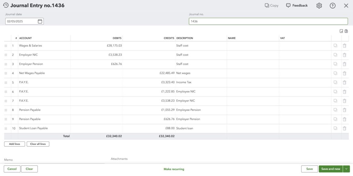 Manual Payroll Journal Entries in QuickBooks Online